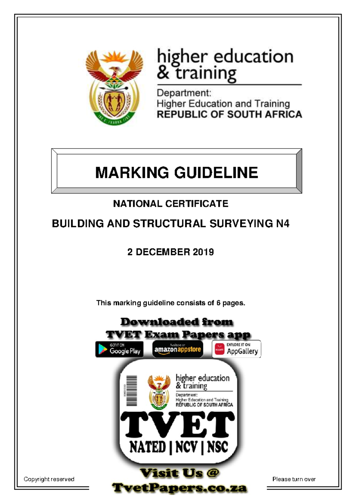 Marking Guideline for Building and Structural Surveying N4 - Dec 2019 ...