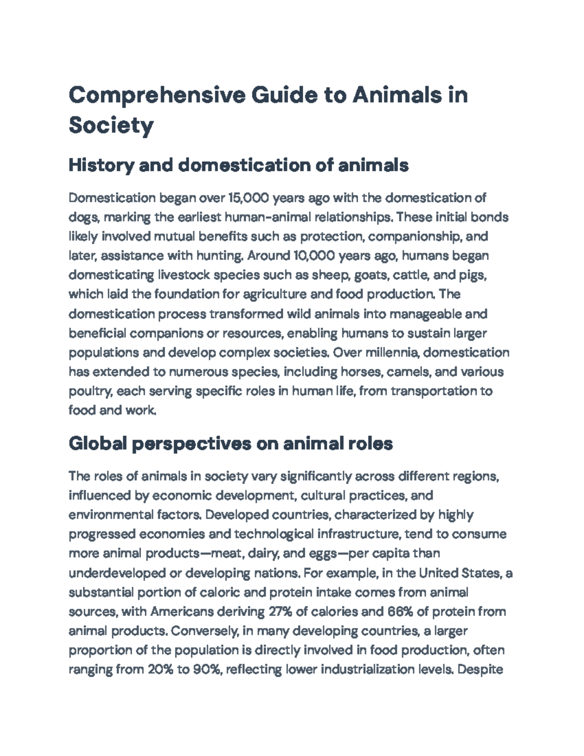 Comprehensive Overview of Animals in Society and Their Roles ...