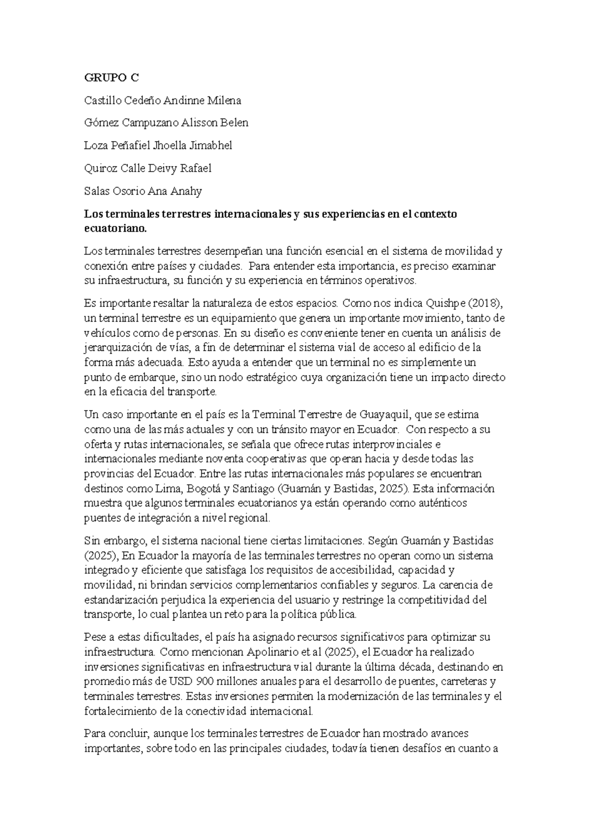 Foro1 U3 - Desarrollo de Ensayo sobre Terminales Terrestres en Ecuador ...