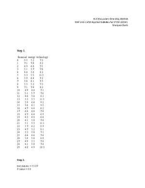 1-5 discussion - MAT-243-J1653 Applied Statistics for STEM 22EW1 - 1-5 Discussion: Descriptive ...