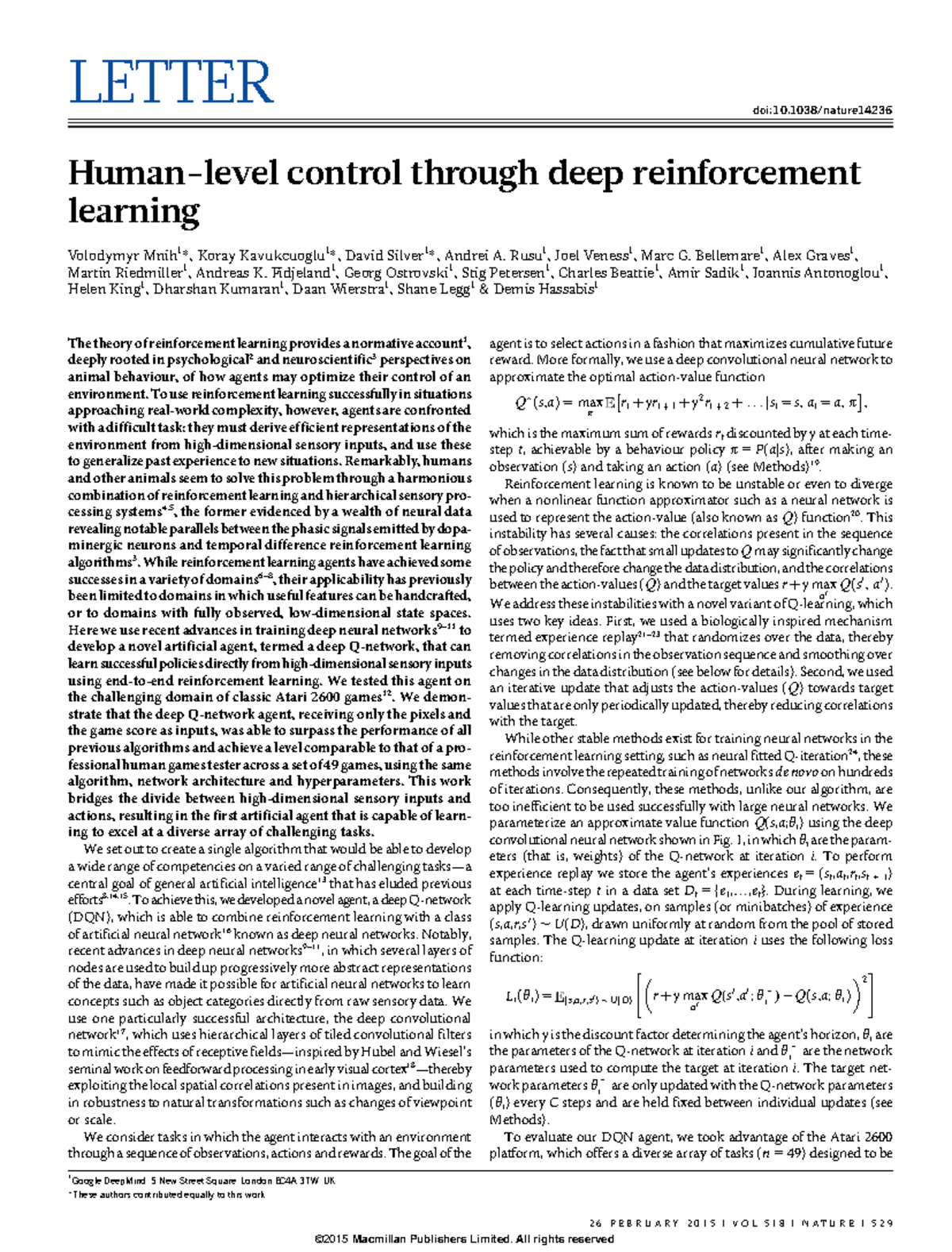 Deep Reinforcement Learning for Control: Insights from Atari 2600 Games ...