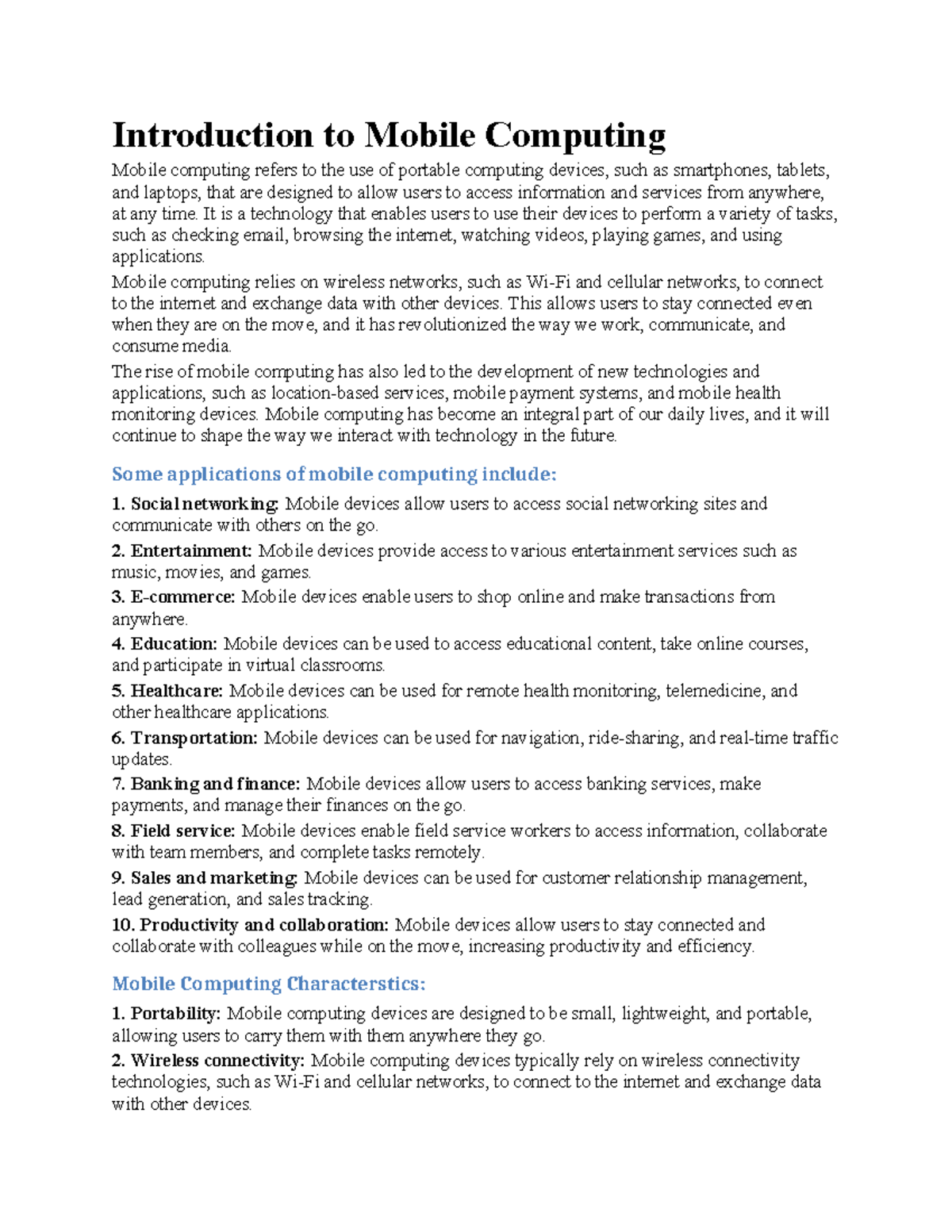Unit 1 - Introduction to Mobile Computing Notes - Studocu