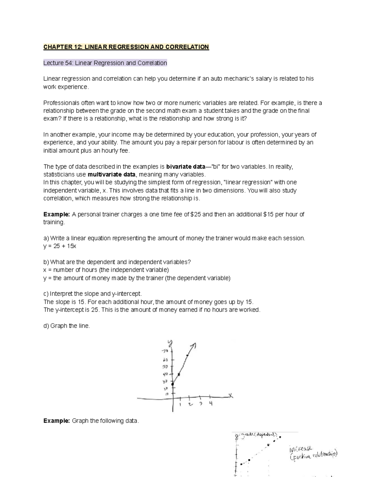 Stat 2263: Chapter 12 - Linear Regression & Correlation Notes - Studocu