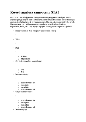 PSS 10 - Kwestionariusz do mierzenia poziomu stresu - - Studocu