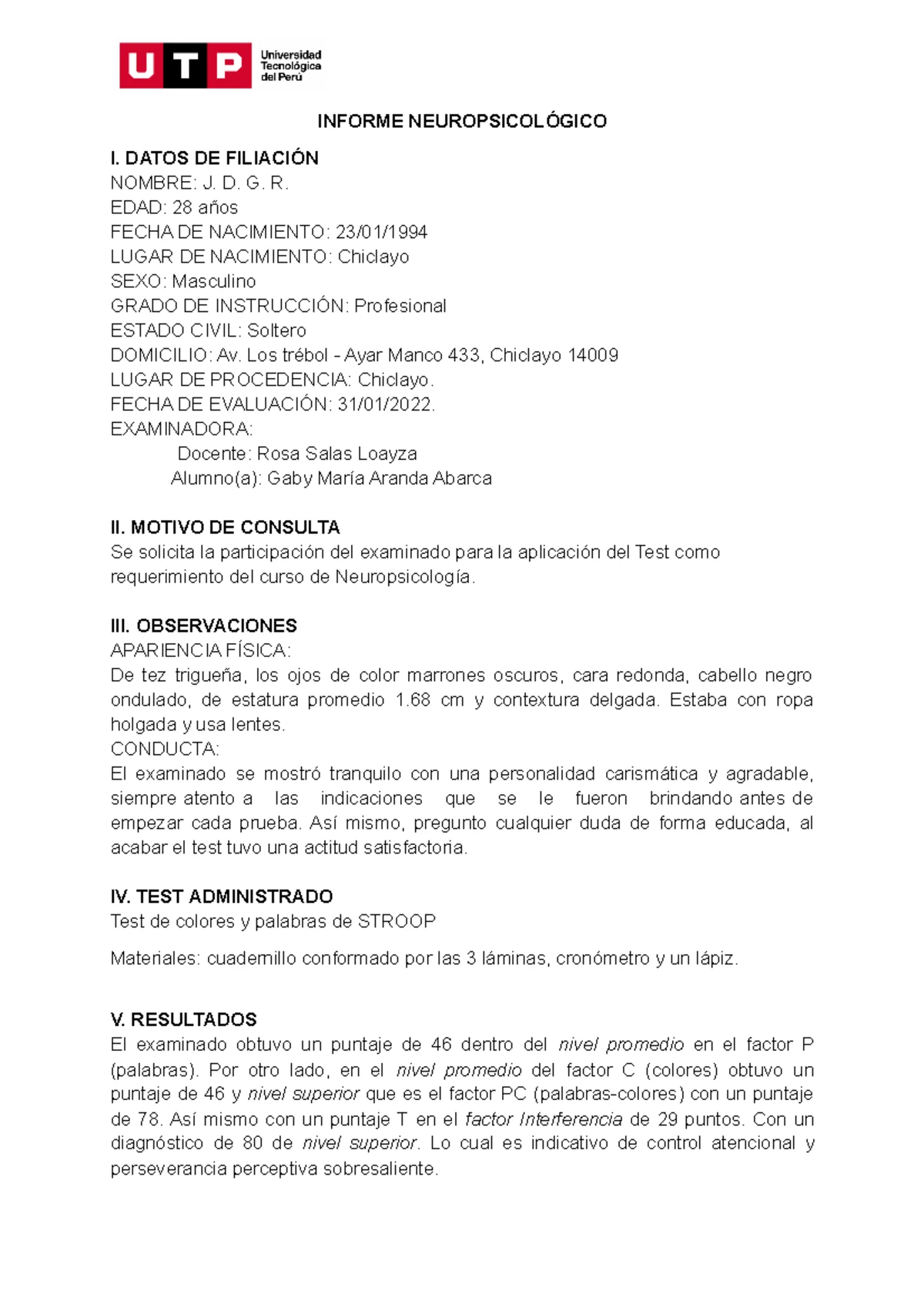 ENI, D2, Stroop, DST-J ( Resumen Listo) - TEST ENI (Evaluación ...