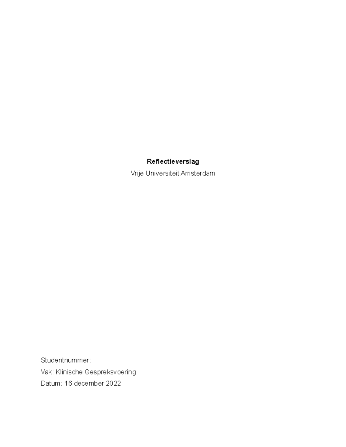 Klinische Gespreksvoering - Reflectieverslag en Lerendoelen - Studeersnel