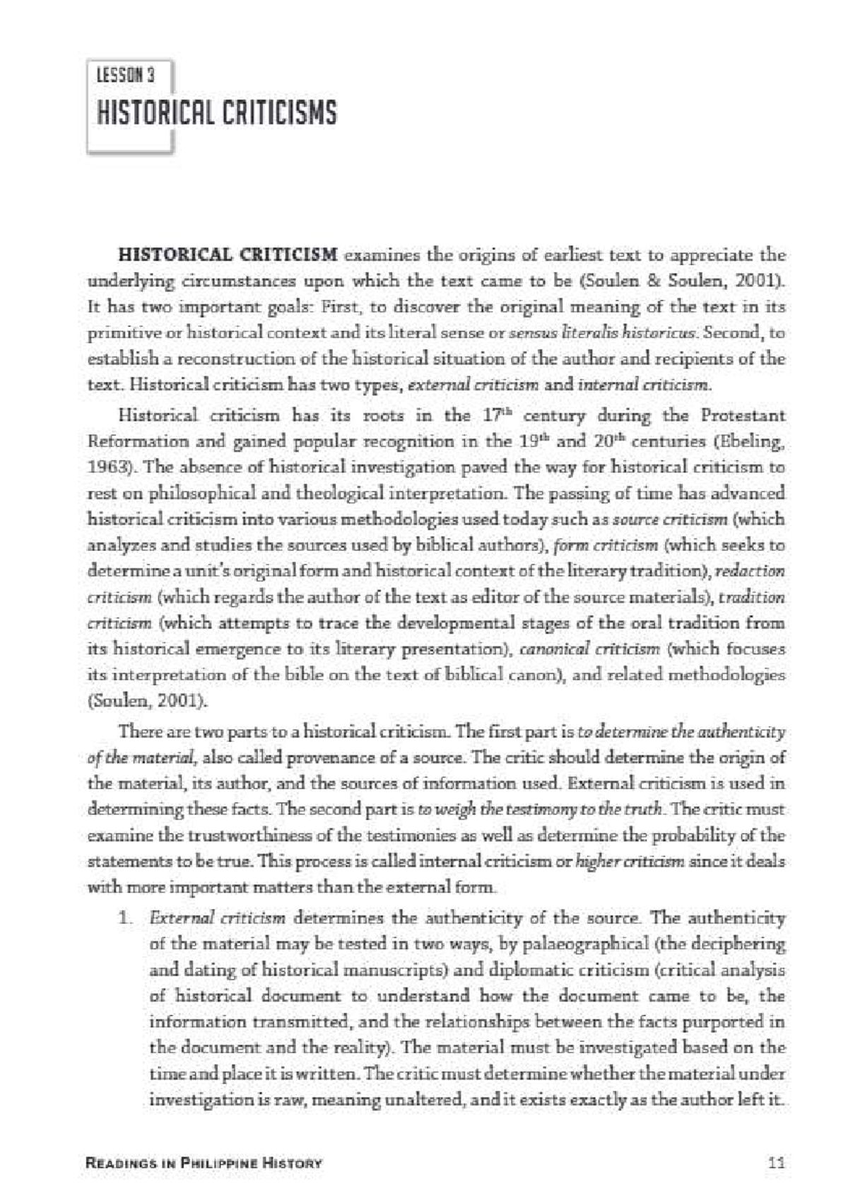 HIST 11: Lesson 3 - Understanding Historical Criticism Methods - Studocu