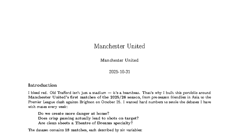 Manchester United Analysis: Performance Metrics from 2023 Season - Studocu