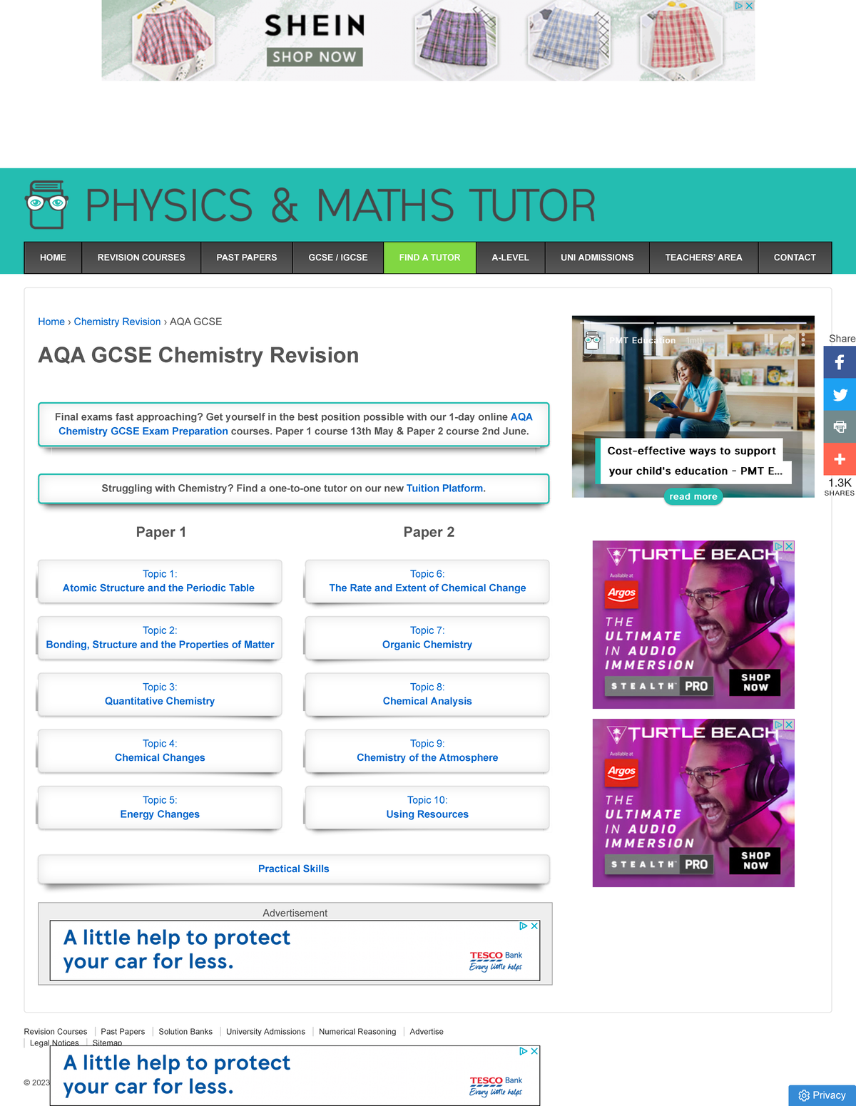 AQA GCSE (9-1) Chemistry Revision Guide for Paper 1 & 2 Exam Prep - Studocu