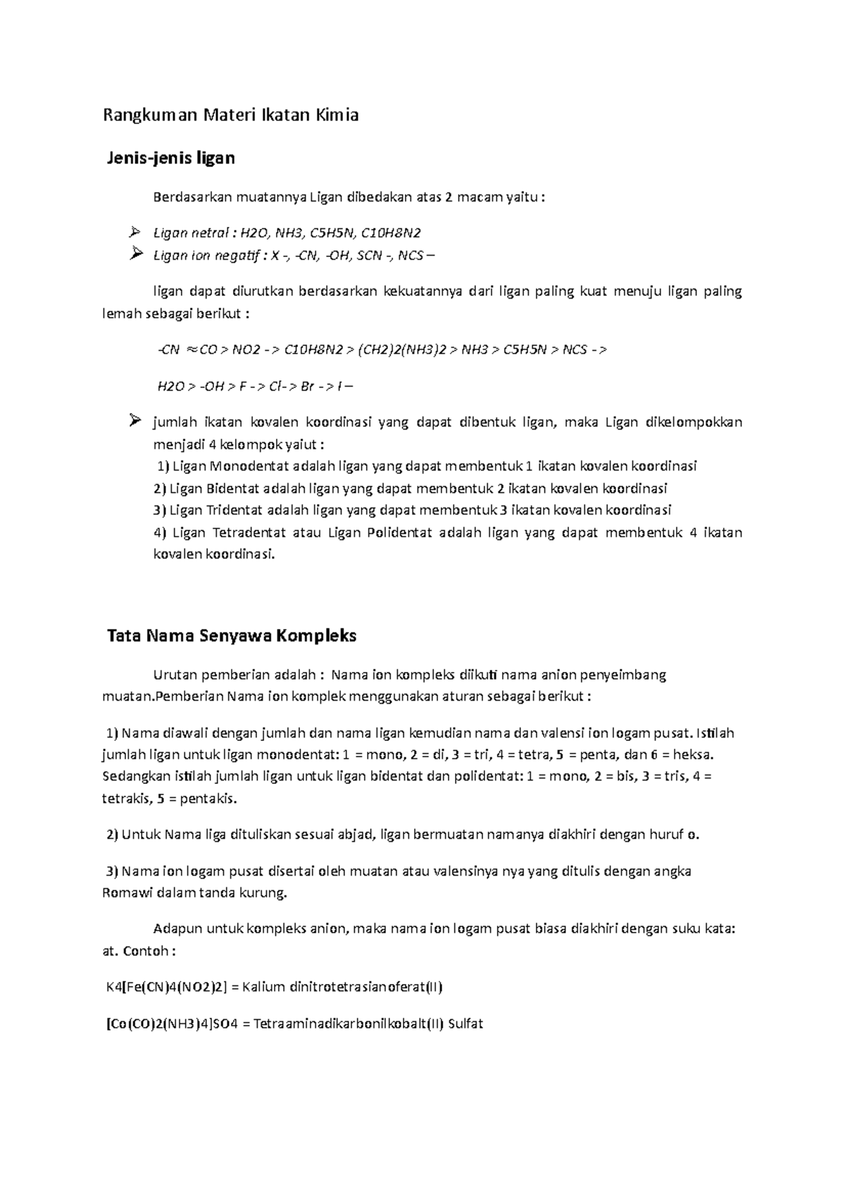 Ringkasan 1 ligan - teori werner kristin - Rangkuman Materi Ikatan ...