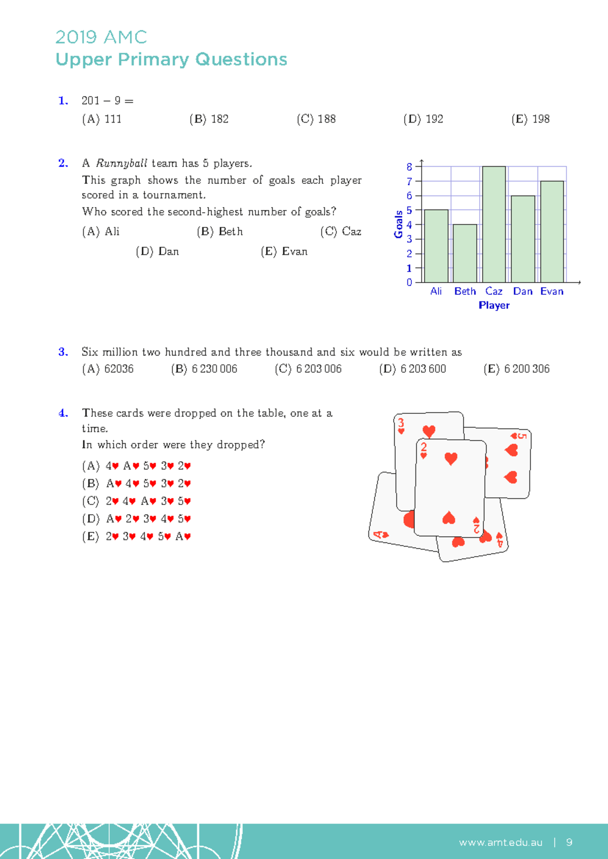 2019 AMC Upper Primary Exam Questions and Solutions - Studocu