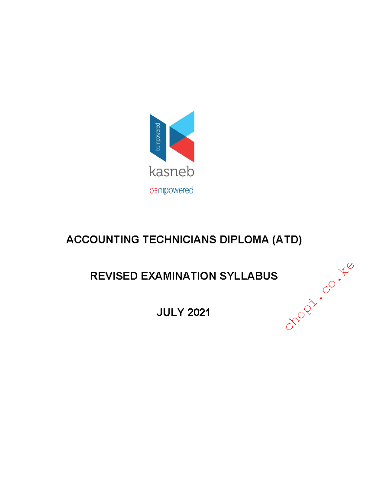 ATD 2 Revised Exam Syllabus - July 2021 Course Outline for KASNEB - Studocu