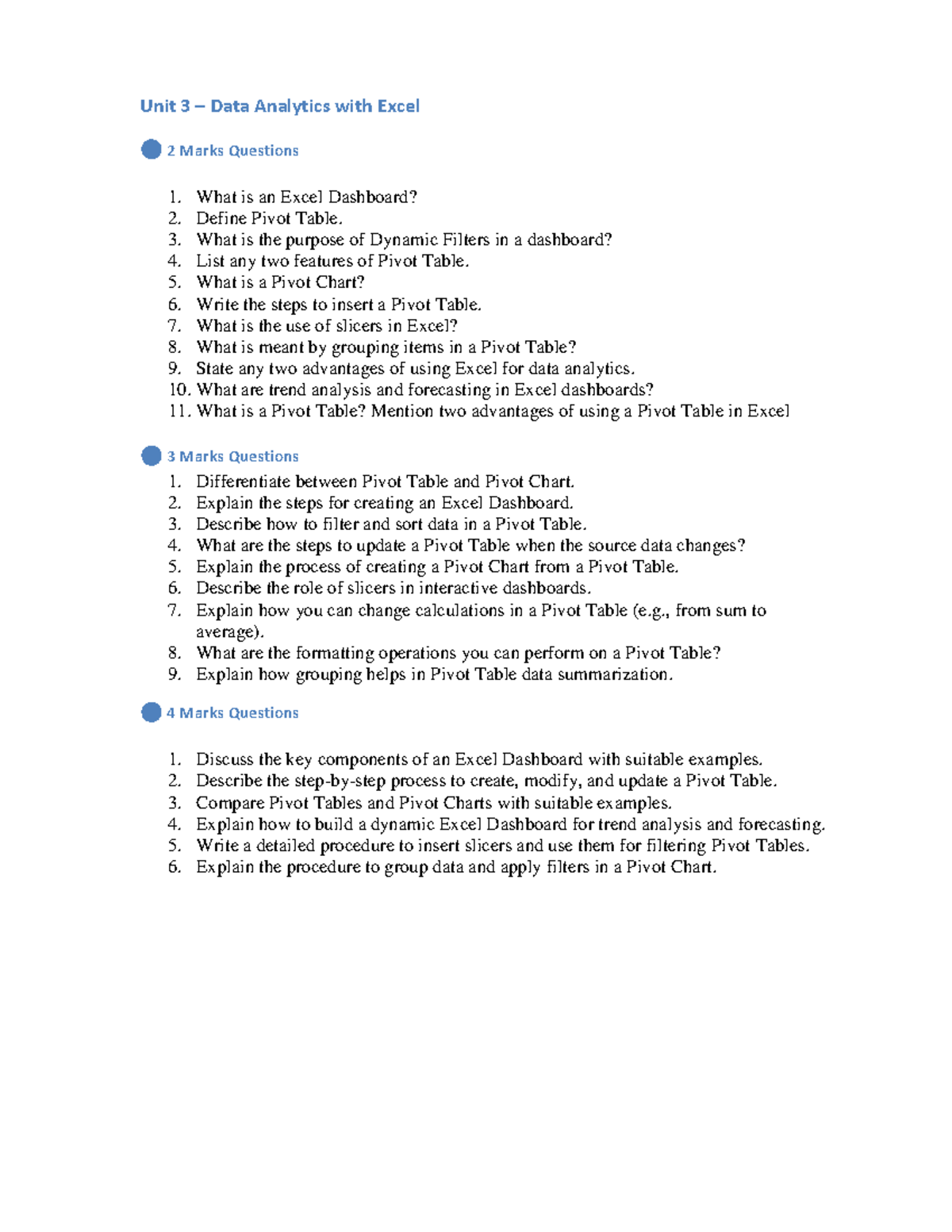 Unit 3 & 4 Data Analytics and Visualization Question Bank with Answers ...