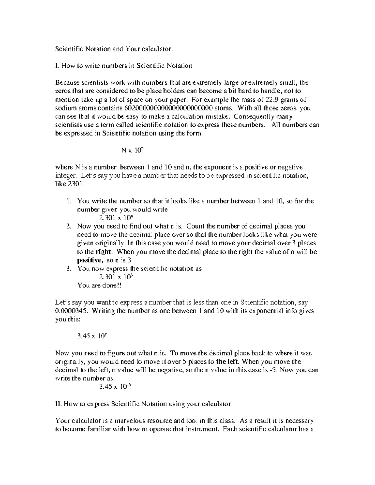 Scientific Notation Guide: Instructions for Use and Calculation - Studocu