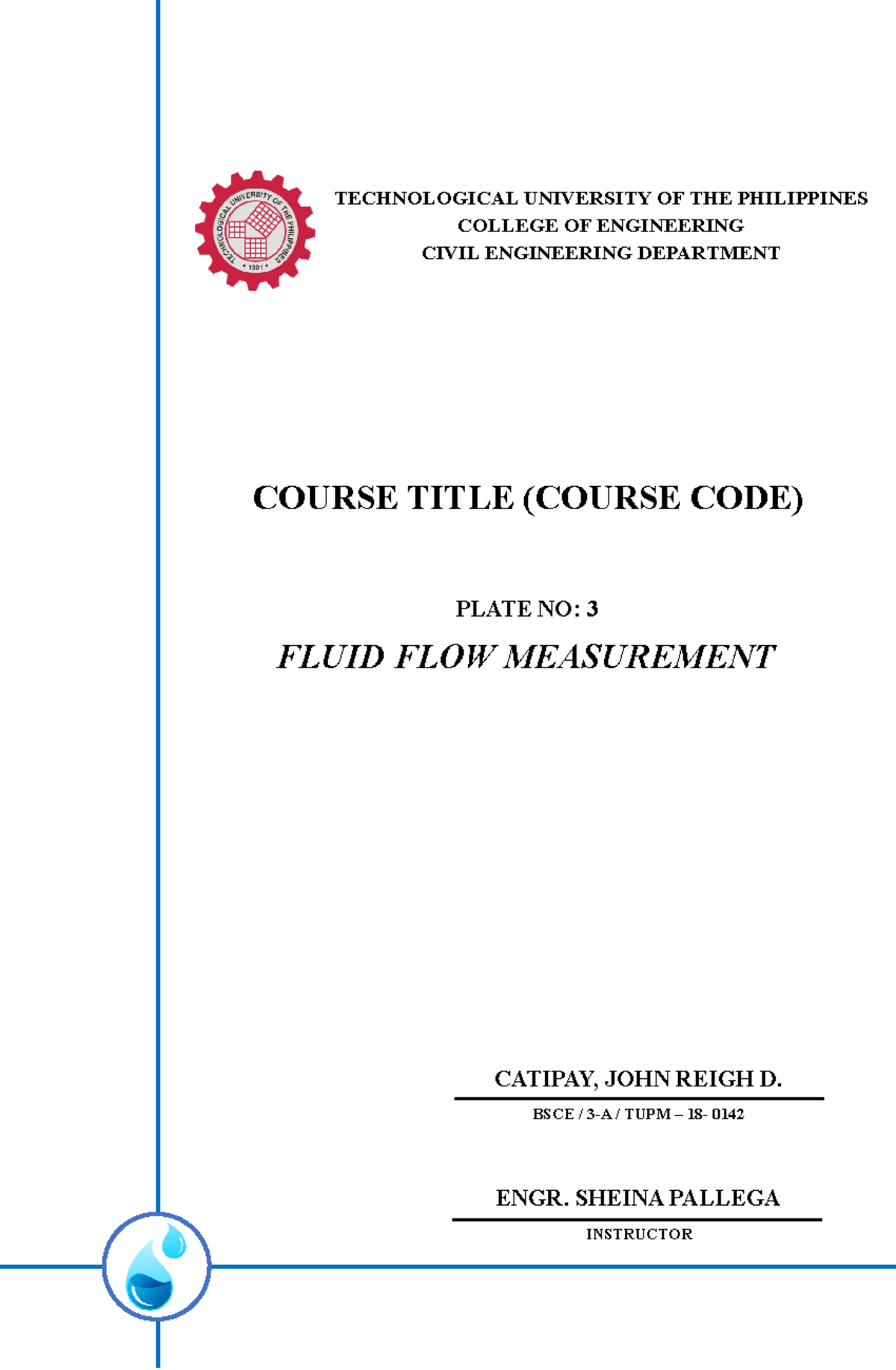 TUP Plate Format Hydraulics - TECHNOLOGICAL UNIVERSITY OF THE ...