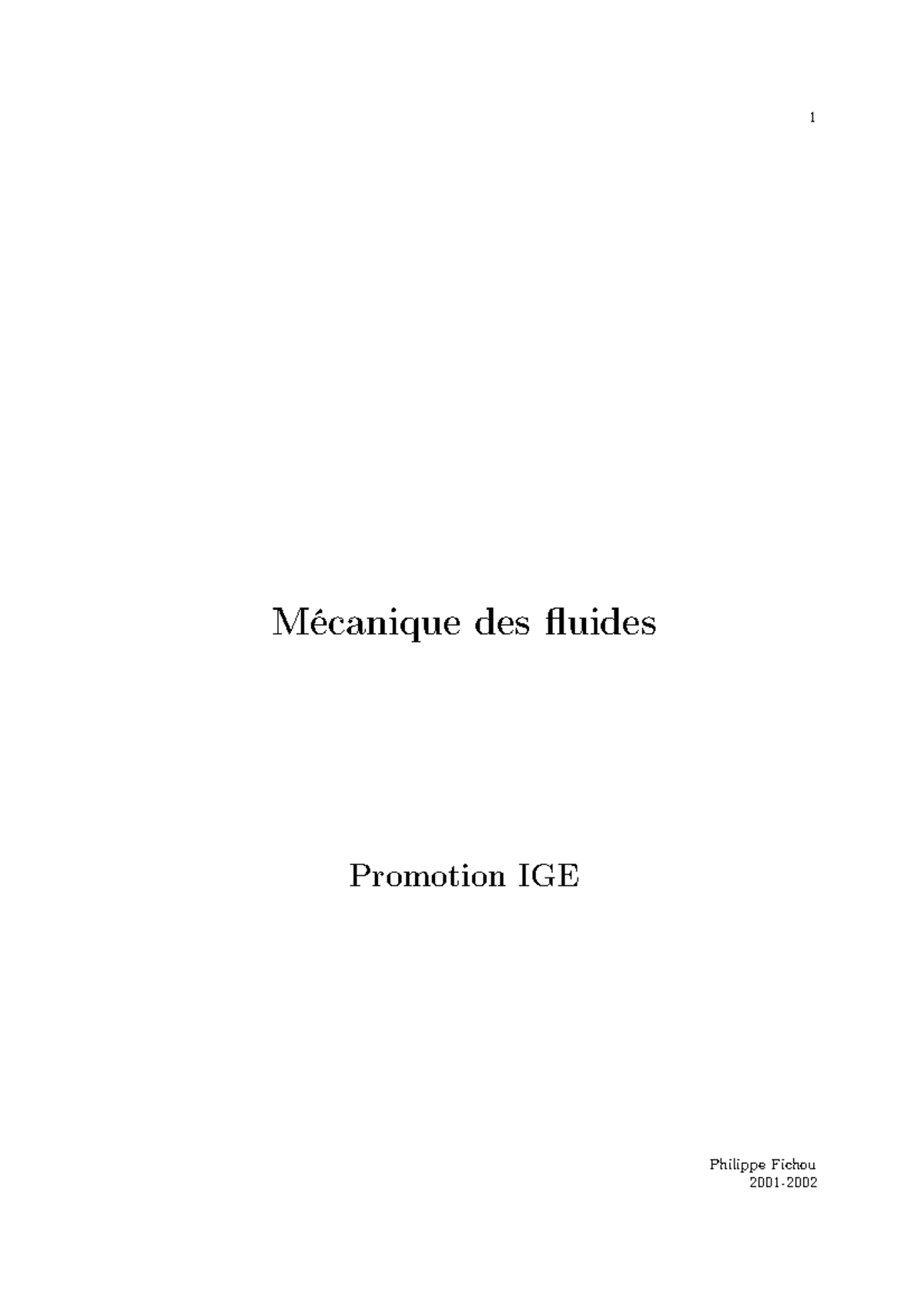 MDF - Chapitre 1: Généralités en Mécanique des Fluides - Studocu