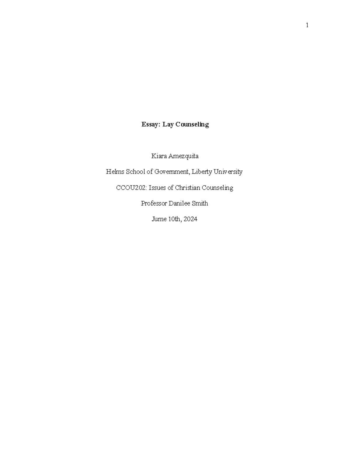 CCOU202 Essay: Advantages and Disadvantages of Lay Counseling - Studocu