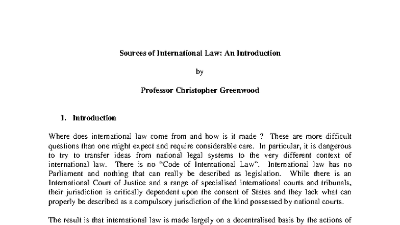 Sources of International Law: An Introductory Overview (LAW 101) - Studocu