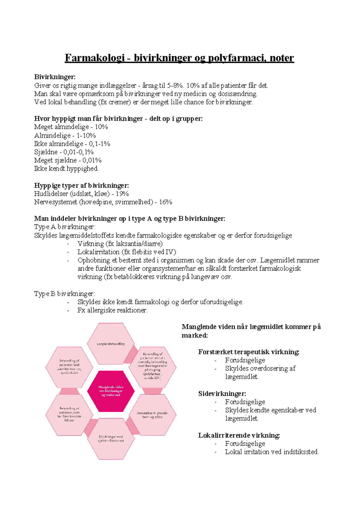 Farmakologi Bivirkninger & Polyfarmaci Noter - Vigtige Aspekter - Studocu
