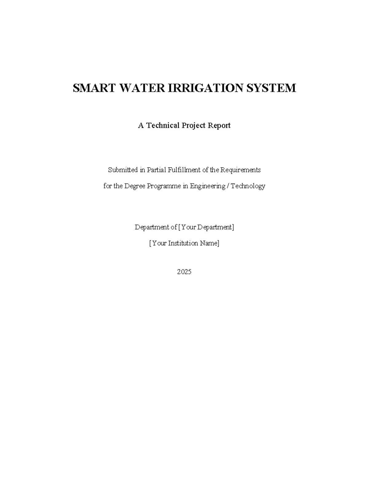 Smart Water Irrigation System: Final Report for ET 2025 - Studocu