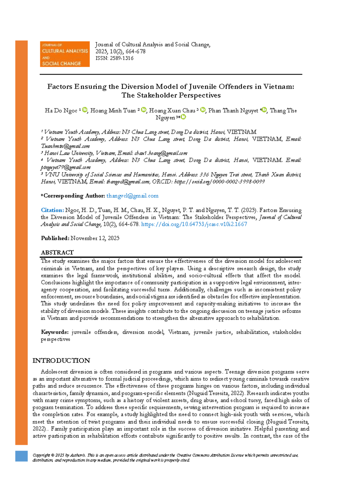 Factors Influencing the Juvenile Diversion Model in Vietnam ...