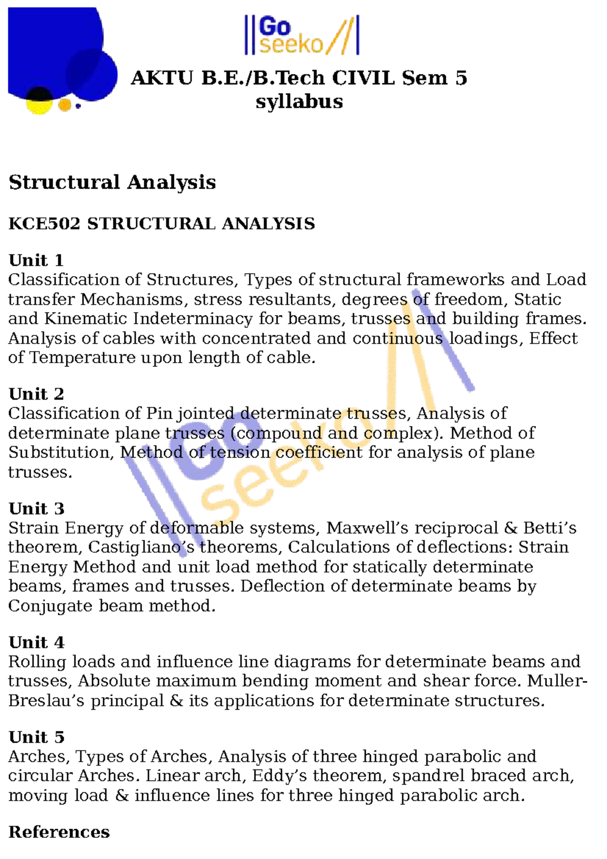Civil Sem 5 Syllabus: Structural Analysis & Geotechnical Engineering ...