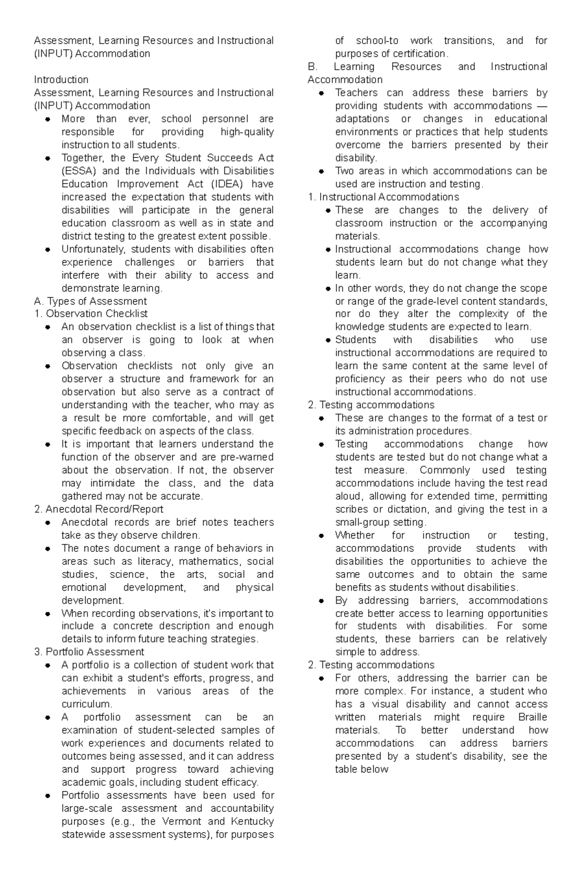 EDUC 1004 - FOR STUDENTS WITH SPECIAL NEEDS - Assessment, Learning ...