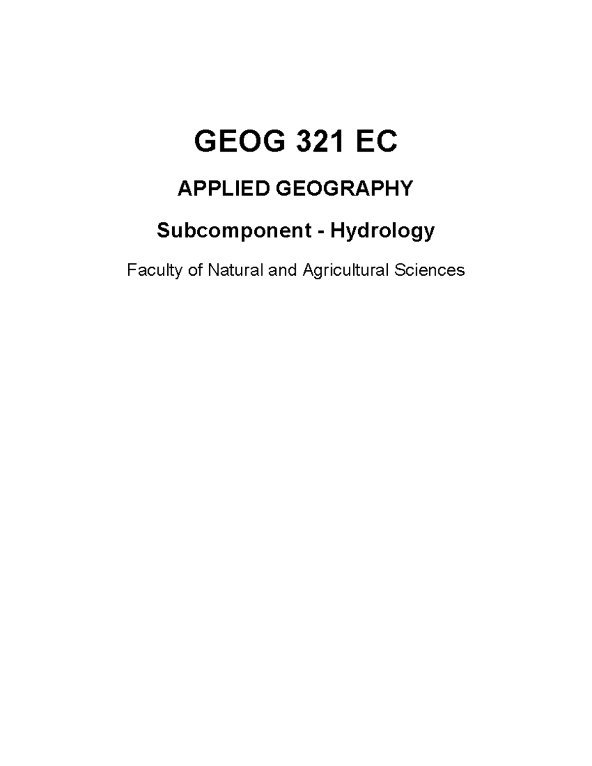 GEOG321 Hydrology Study Guide: Key Concepts & Water Management - Studocu