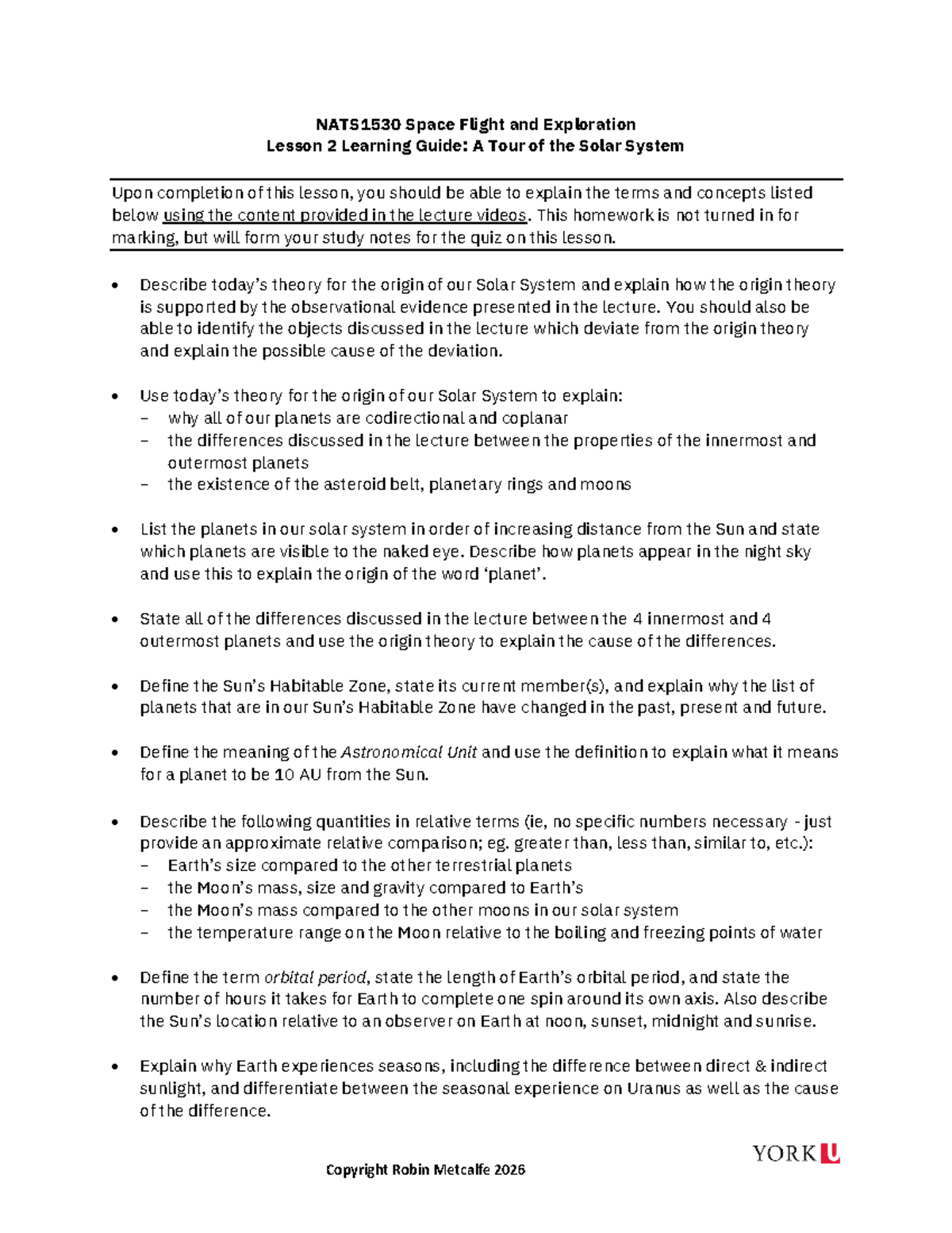 NATS1530 Space Flight & Exploration Lesson 2 Study Guide - Studocu