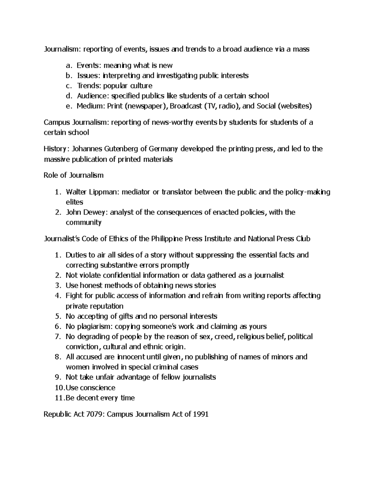 Journalism-Review - General Education LET Reviewer - Journalism ...