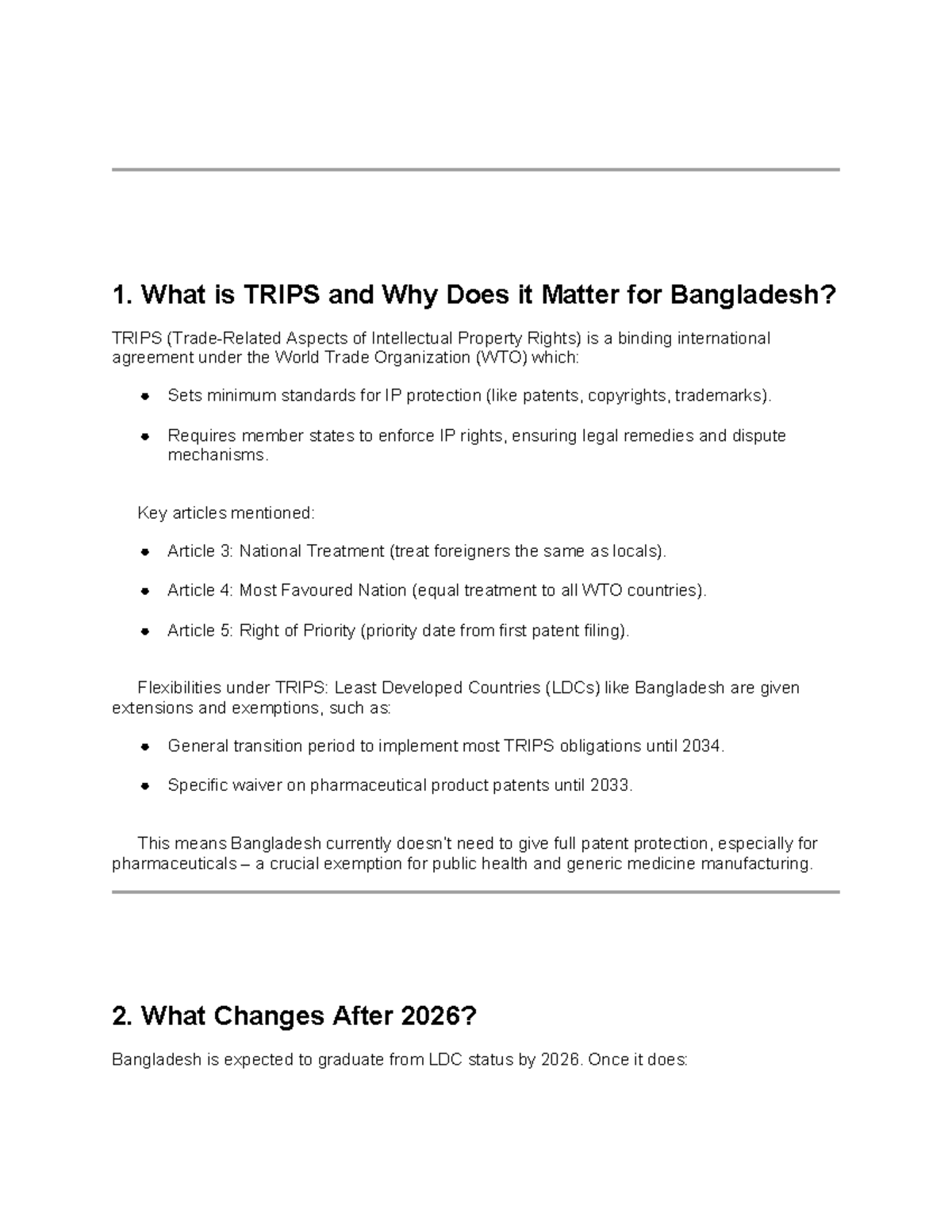 TRIPS and Patent Law in Bangladesh: Implications and Changes Post-2026 ...