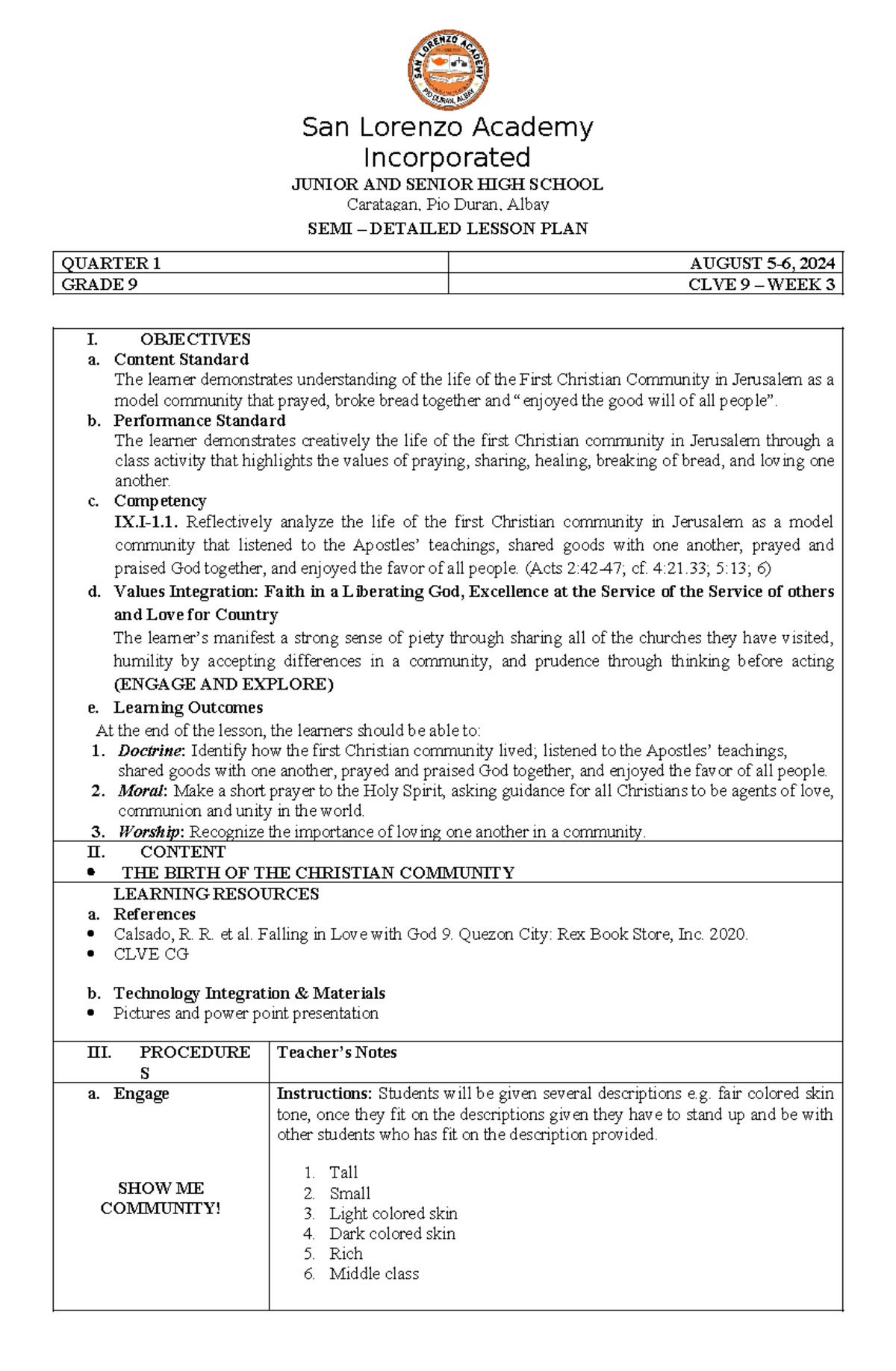 CLVE-9- Quarter-1-WEEK-3-DAY-1-2- Approved - SEMI – DETAILED LESSON ... CLVE-9- Quarter-1-WEEK-3-DAY-1-2- Approved - SEMI – DETAILED LESSON ...
