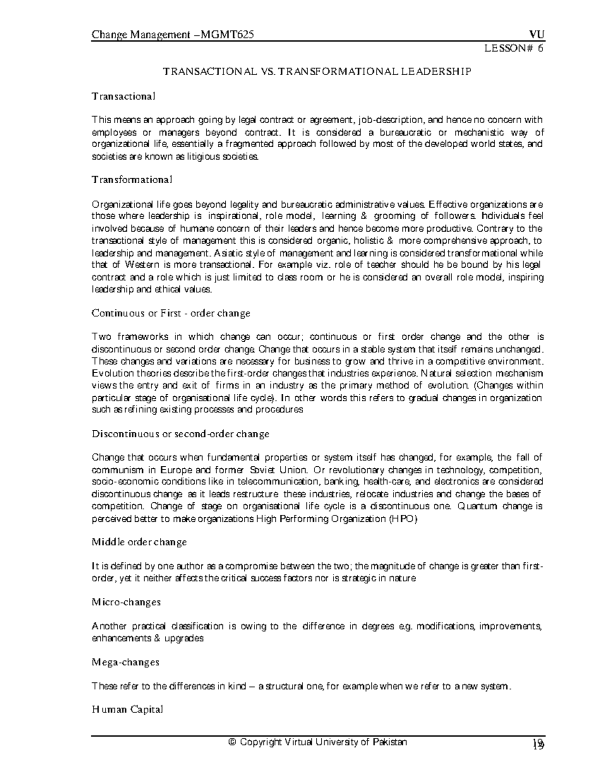 Change Management - MGMT625 Lesson 6: Leadership Styles - Studocu