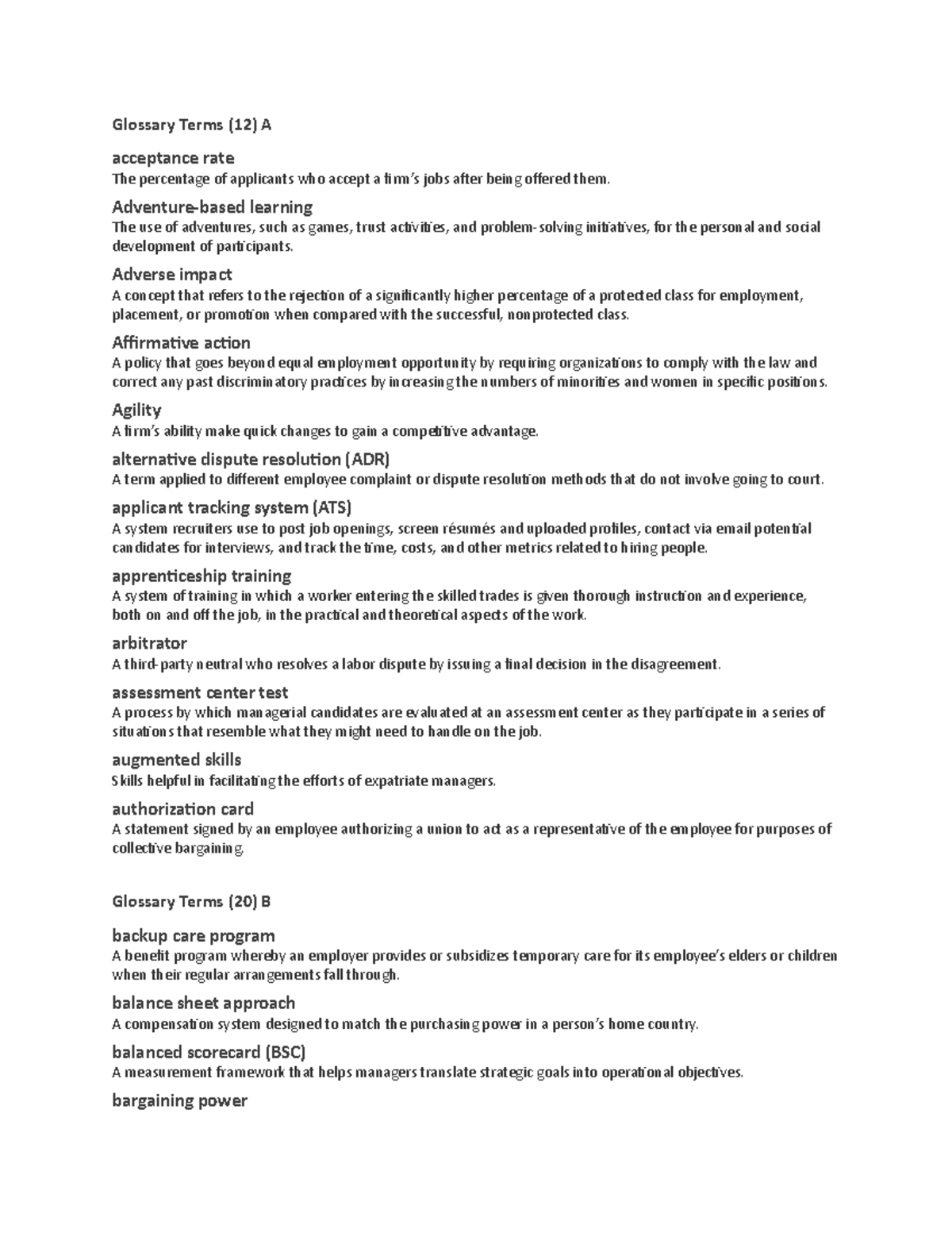 Glossary Terms - Passed on the first try. - Glossary Terms (12) A ...