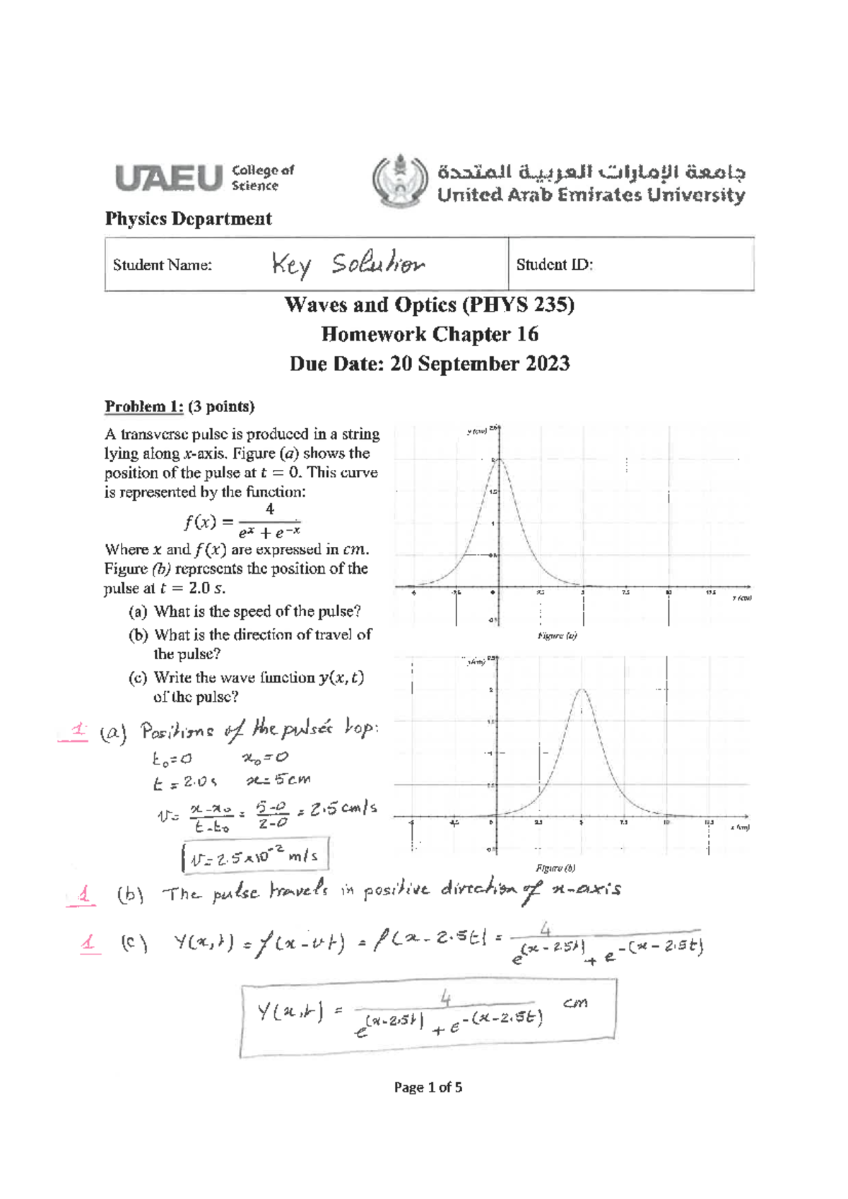 PHYS 235 Waves and Optics Homework Chapter 16 Key Solutions - Studocu