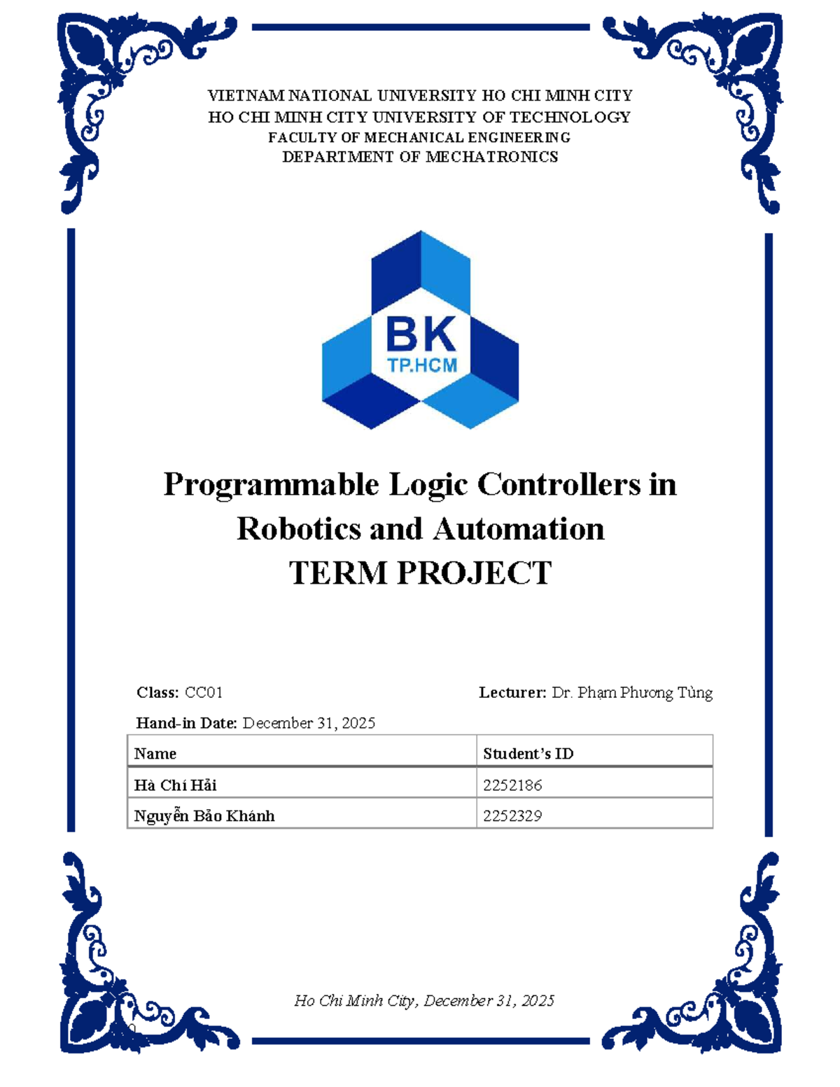 Term Project CC01: PLC Control in Robotics & Automation - Studocu