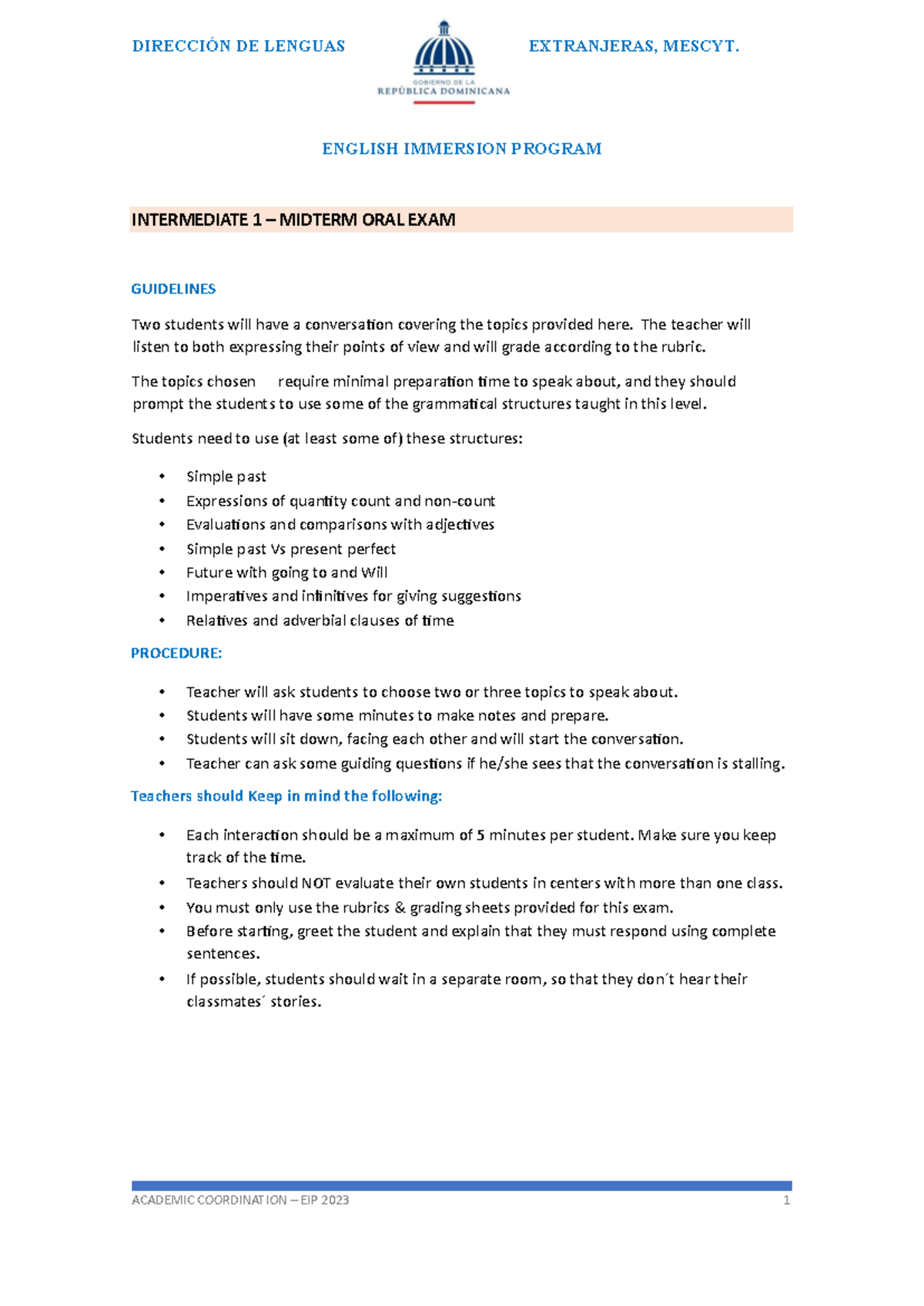 DB Intermediate 1 - Midterm Oral Exam Guidelines 2023 - Studocu