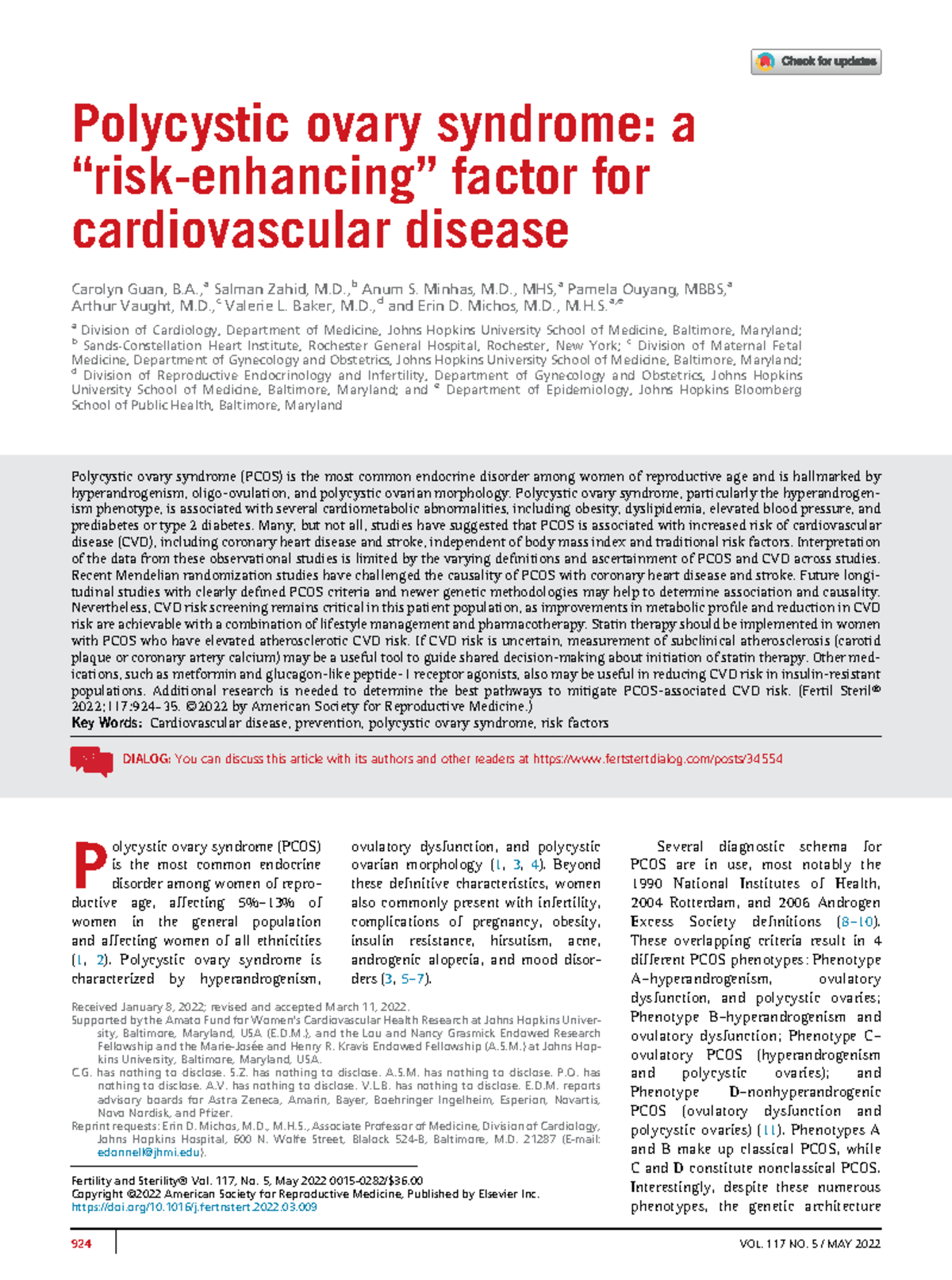 PCOS and Cardiovascular Disease: Risk Factors and Management Strategies ...