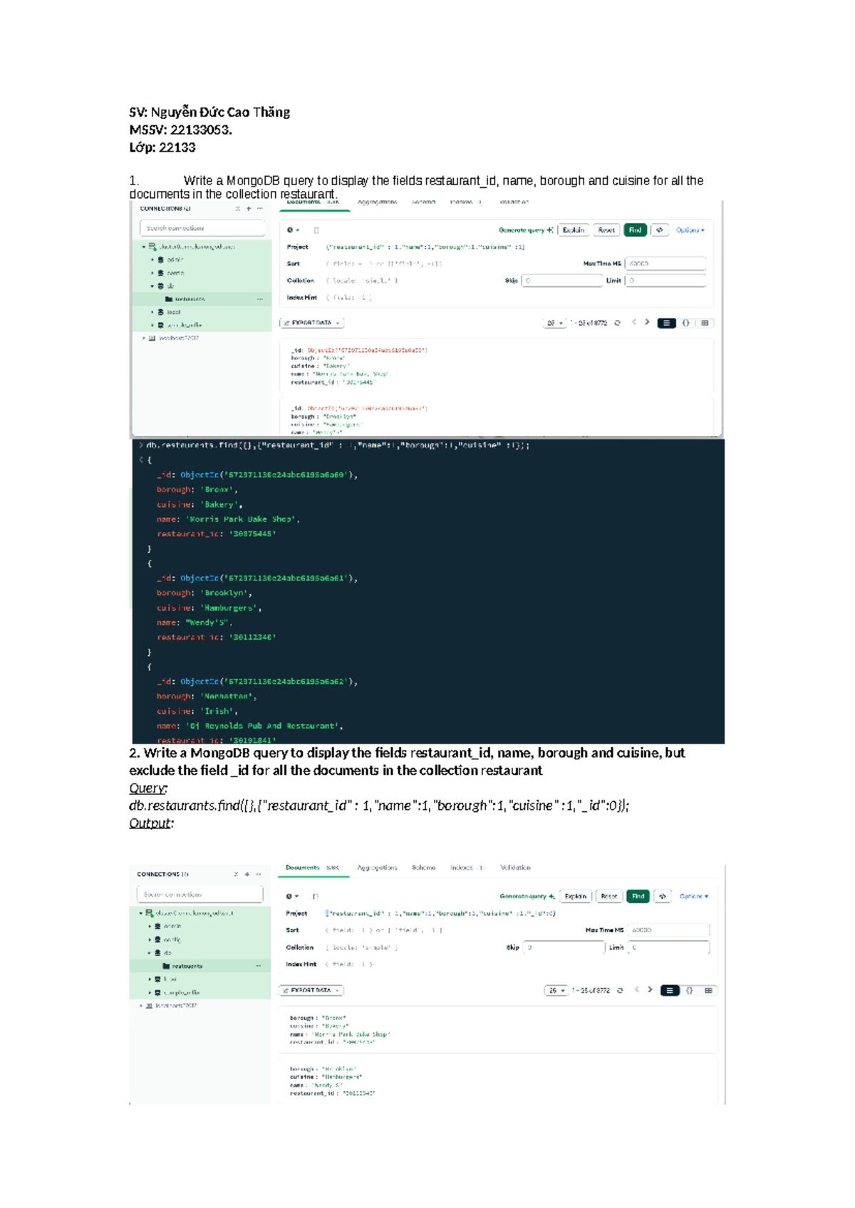 22133053 MongoDB Queries for Restaurant Data Analysis - Studocu