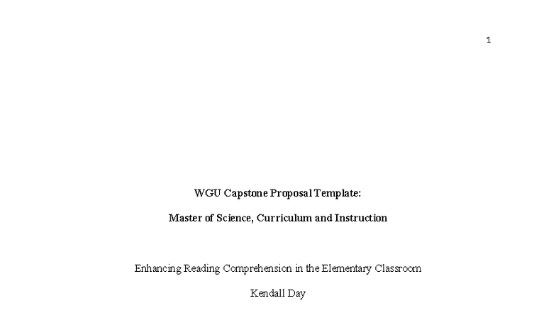D 181 Capstone Proposal: Enhancing Reading Comprehension in Elementary ...