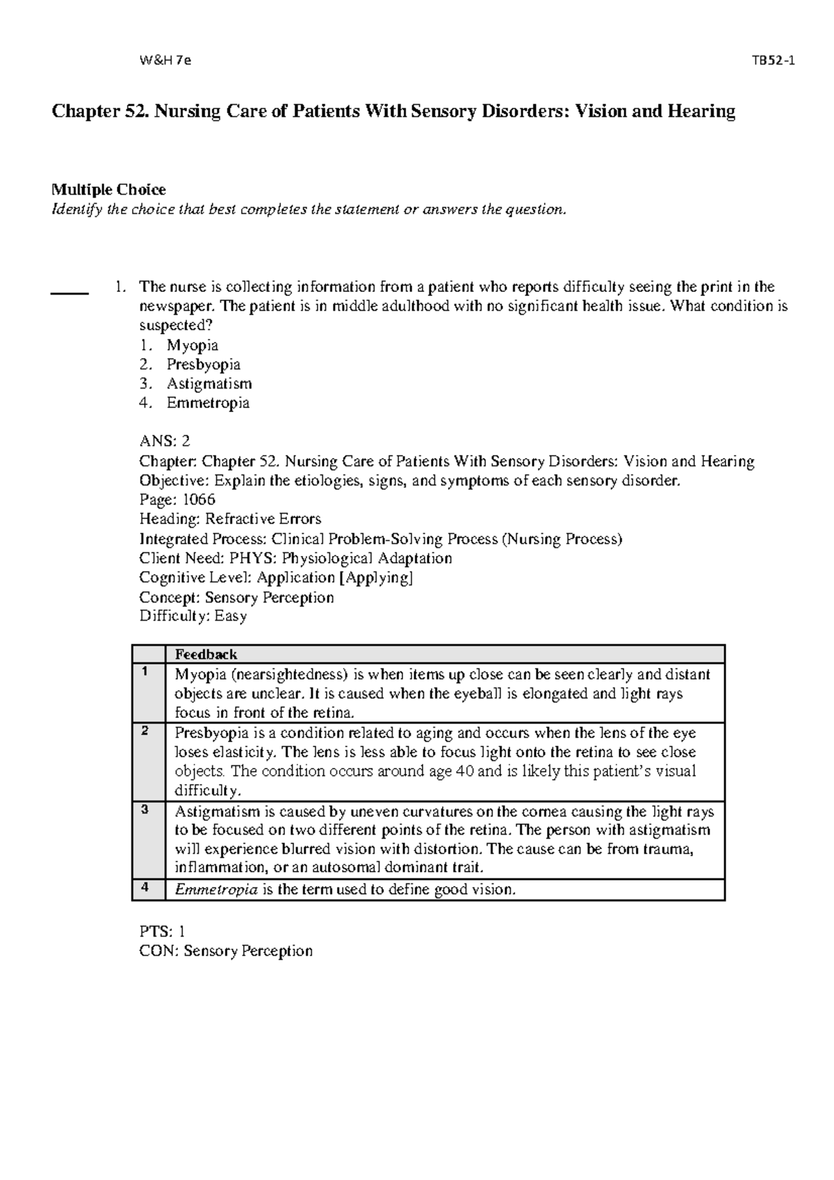 NUR 2241 Chapter 52: Nursing Care for Sensory Disorders - Vision ...