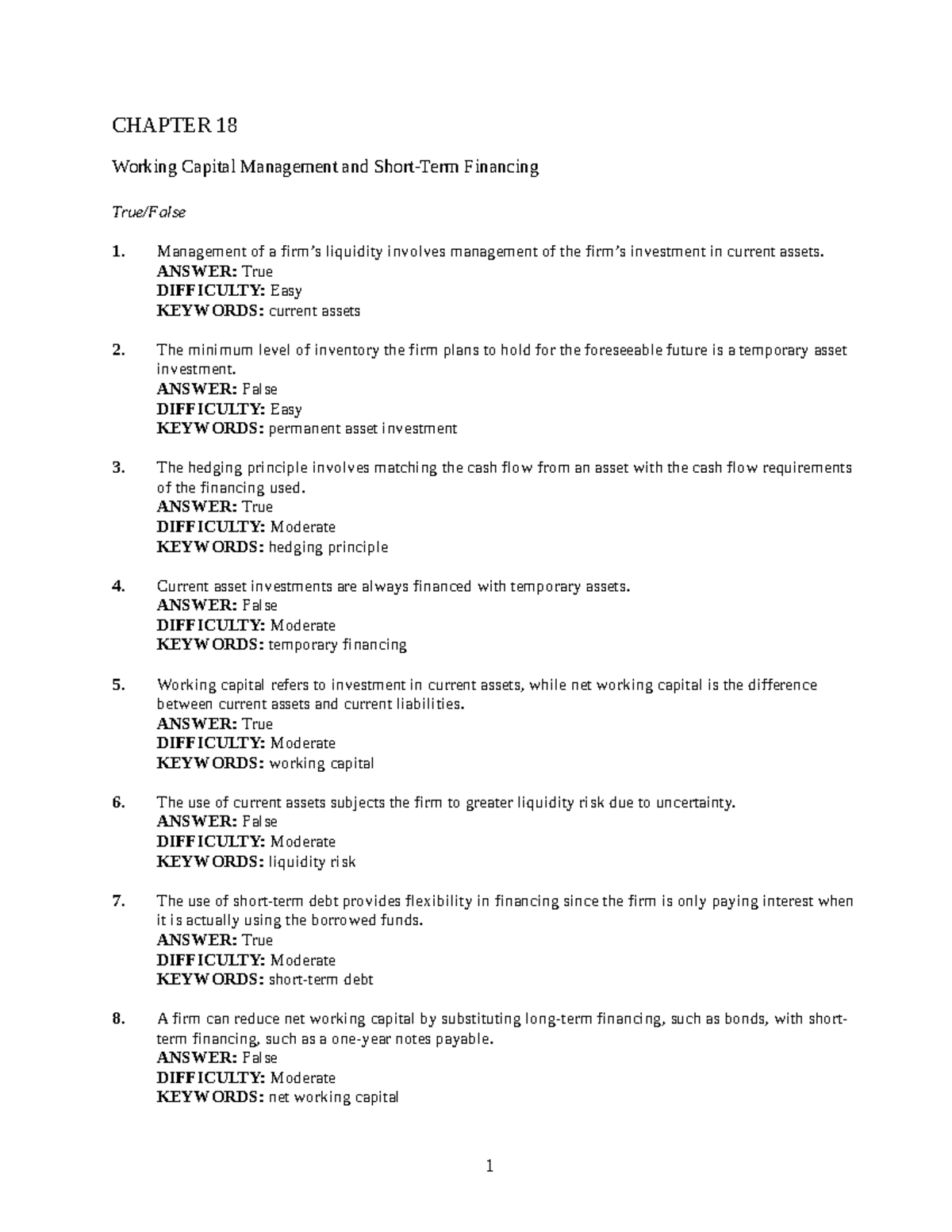 Management Class 20332: Working Capital Management Insights - Studocu