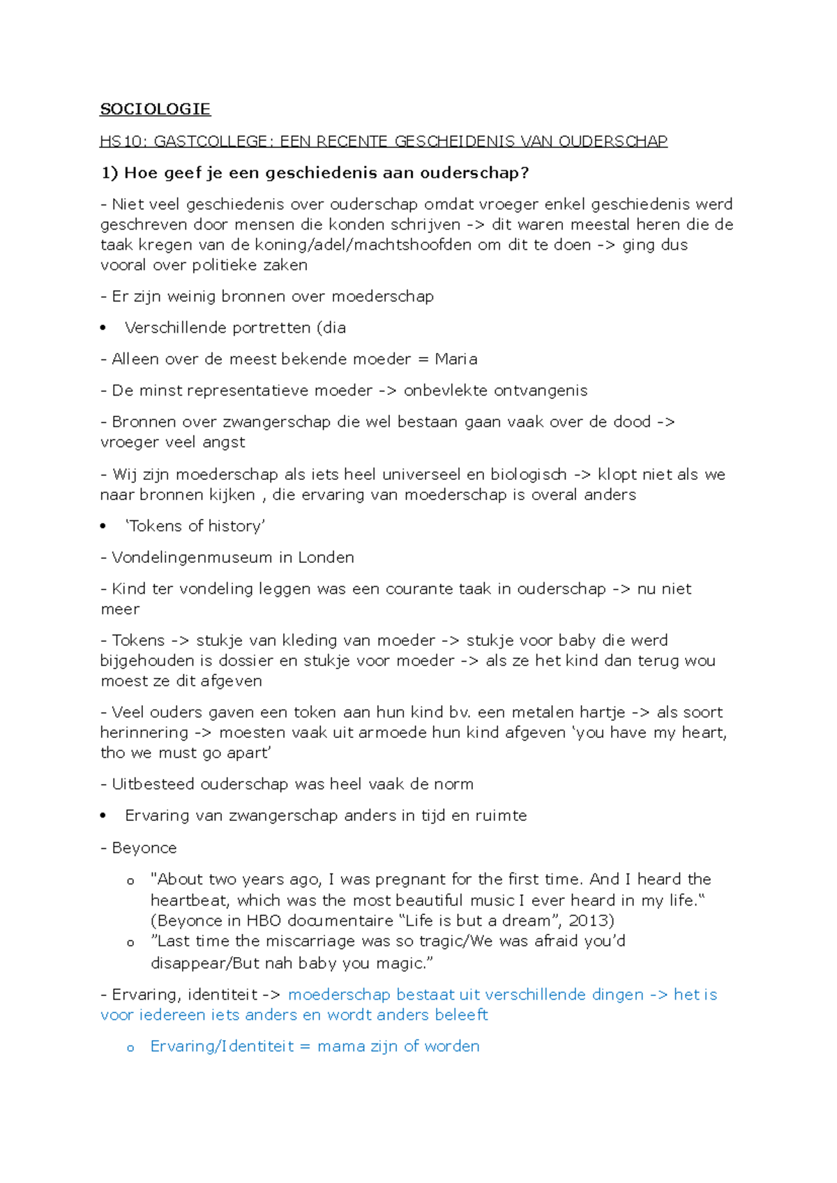 SOCIOLOGIE HS10: GASTCOLLEGE - RECENTE GESCHIEDENIS VAN OUDERSCHAP ...