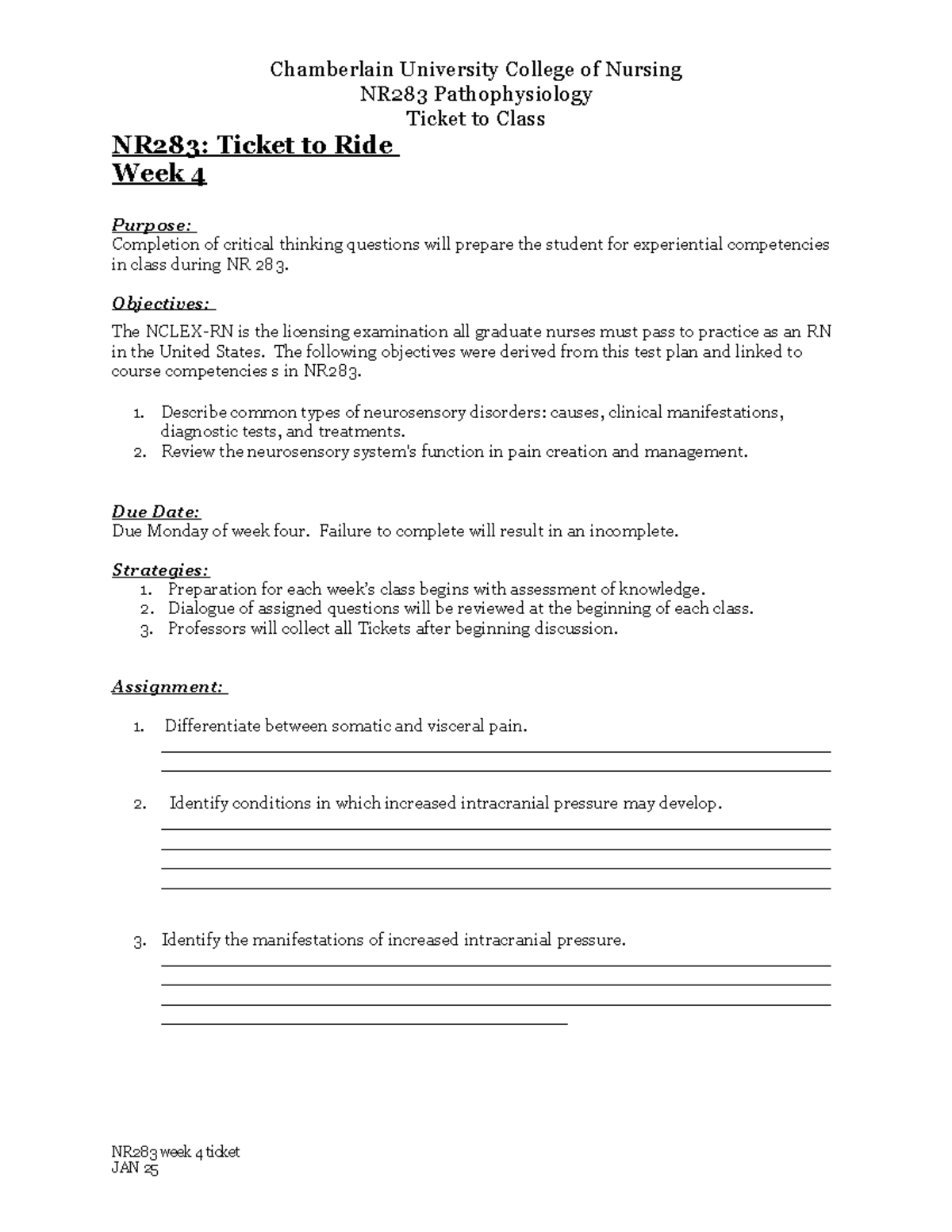 Ticket to ride W4 - ASSIGNMENT - Chamberlain University College of ...