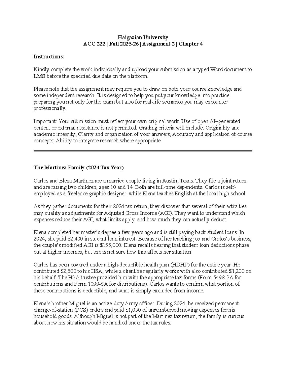ACC 222 Fall 2025-26 Assignment 2: Chapter 4 Tax Insights - Studocu