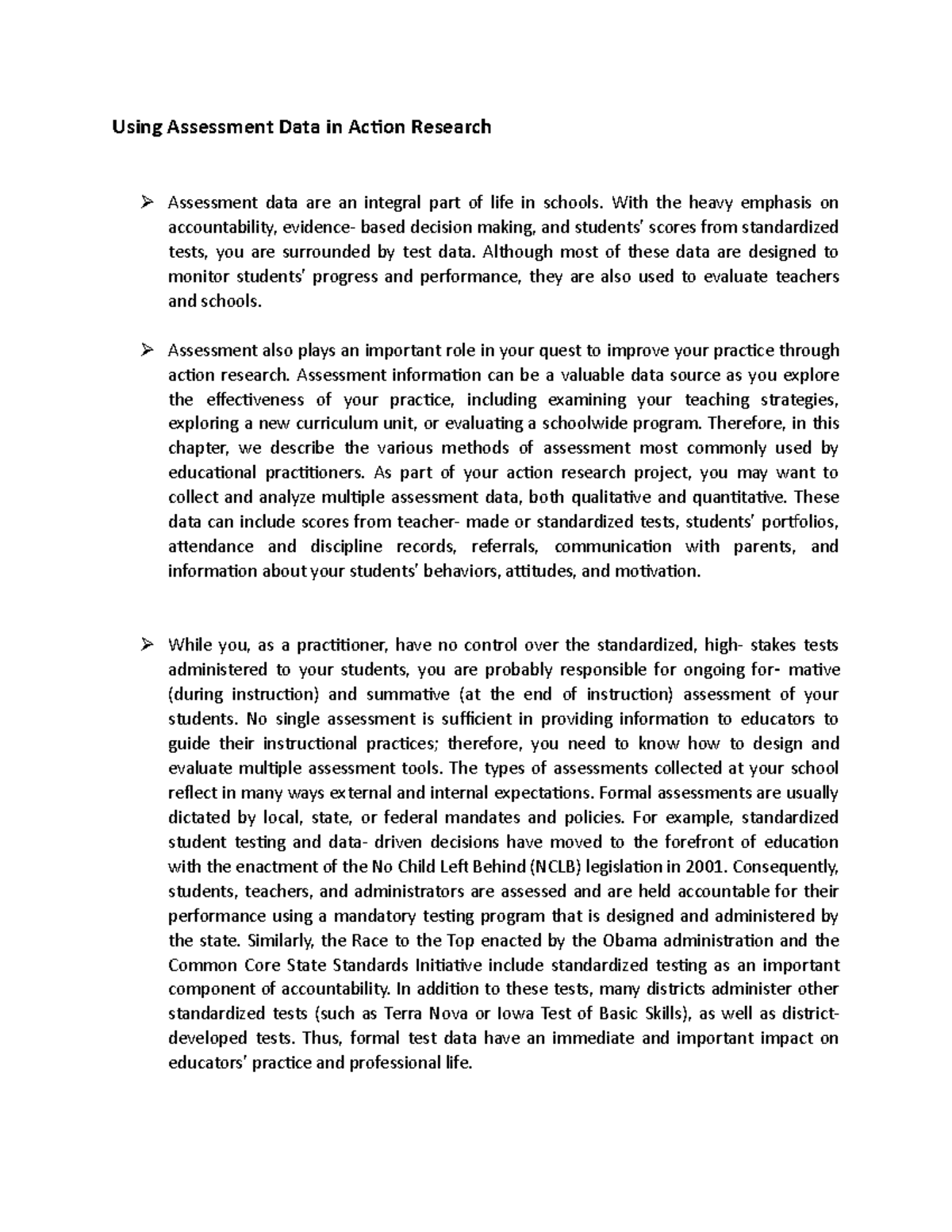 Using Assessment Data Effectively in Action Research Projects - Studocu