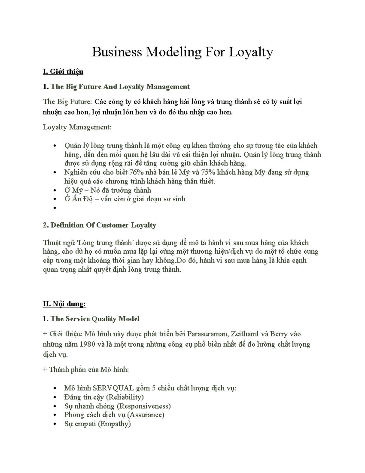 Business Modeling For Loyalty - Giới thiệu 1. The Big Future And ...