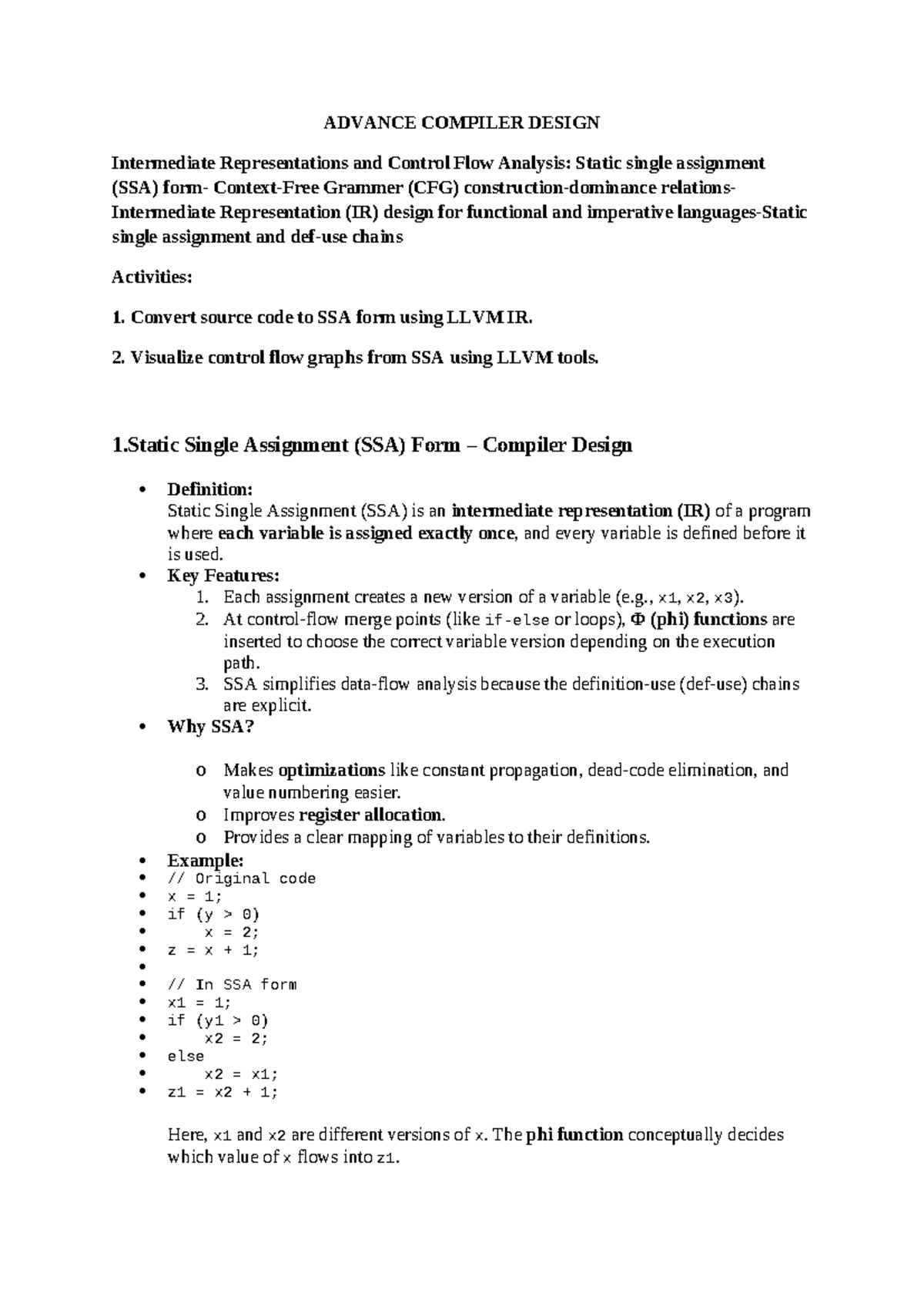 CP25C04 Compiler Design: Intermediate Representations & Control Flow ...