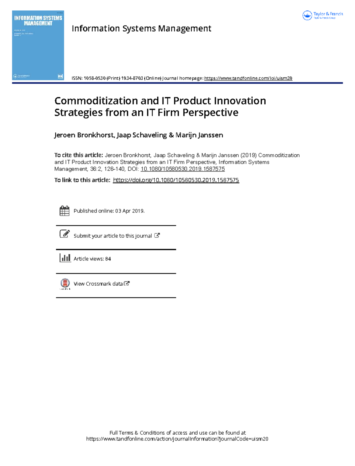 Commoditization and IT Product Innovation Strategies: Insights from ISM ...