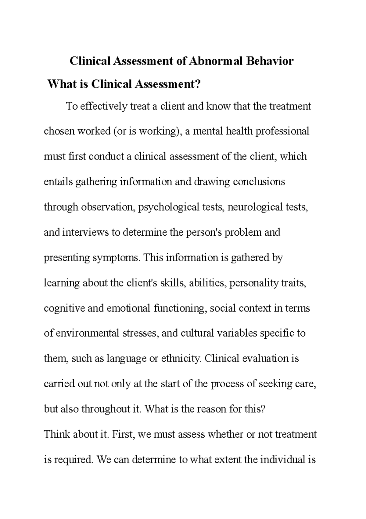 Clinical Assessment of Abnormal Behavior: Key Methodologies Explored ...